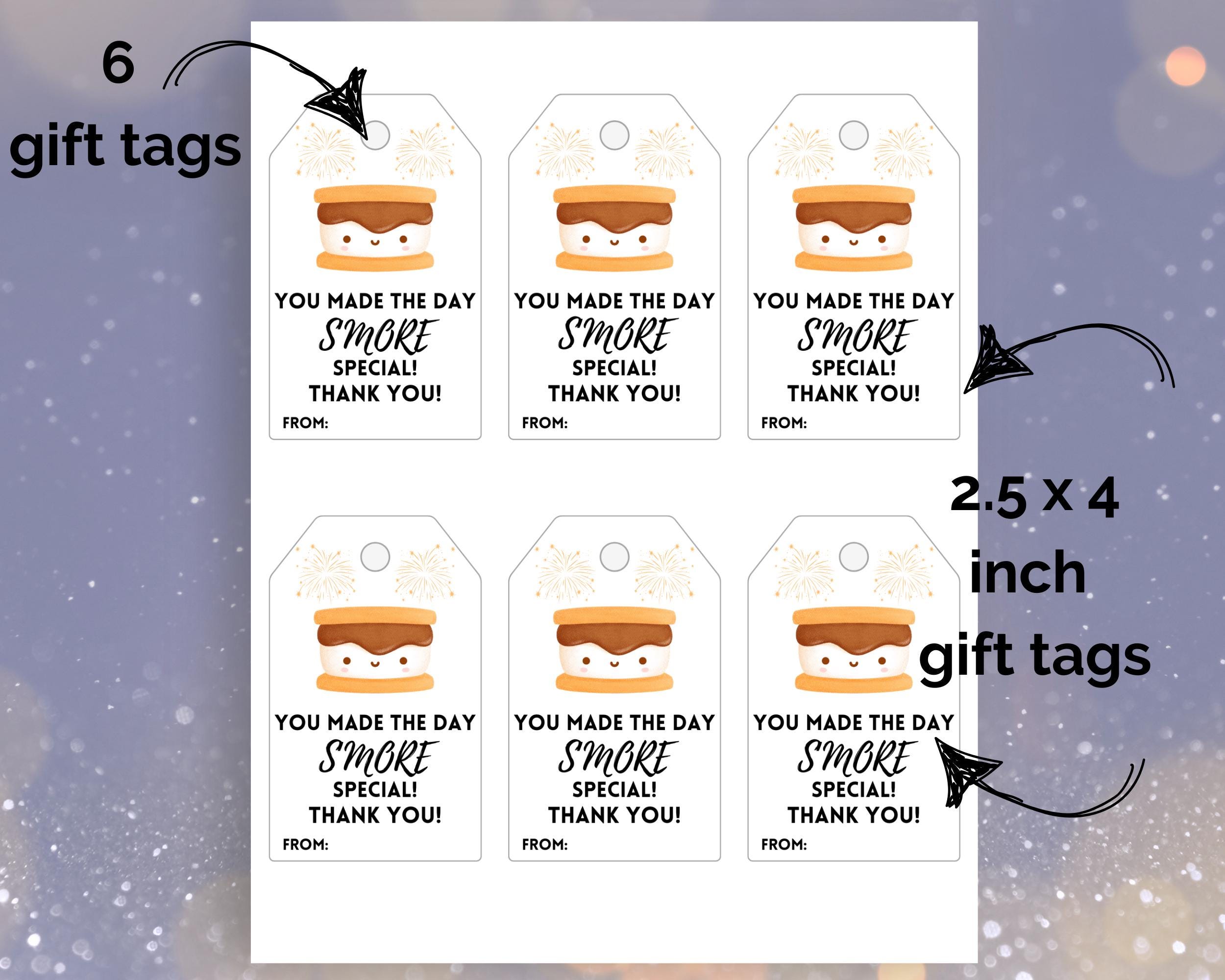 Smores Gift Tag Smores Favor Teacher Nurse Appreciation Printable ...