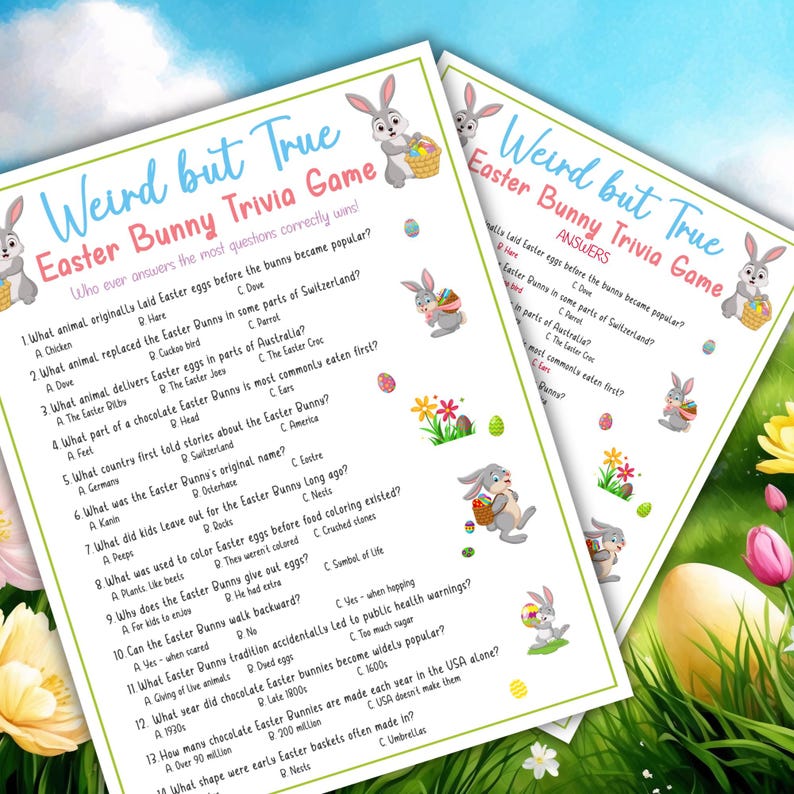 Fun Facts Easter Bunny Trivia Printable Quiz Easter Bunny Fun Trivia ...
