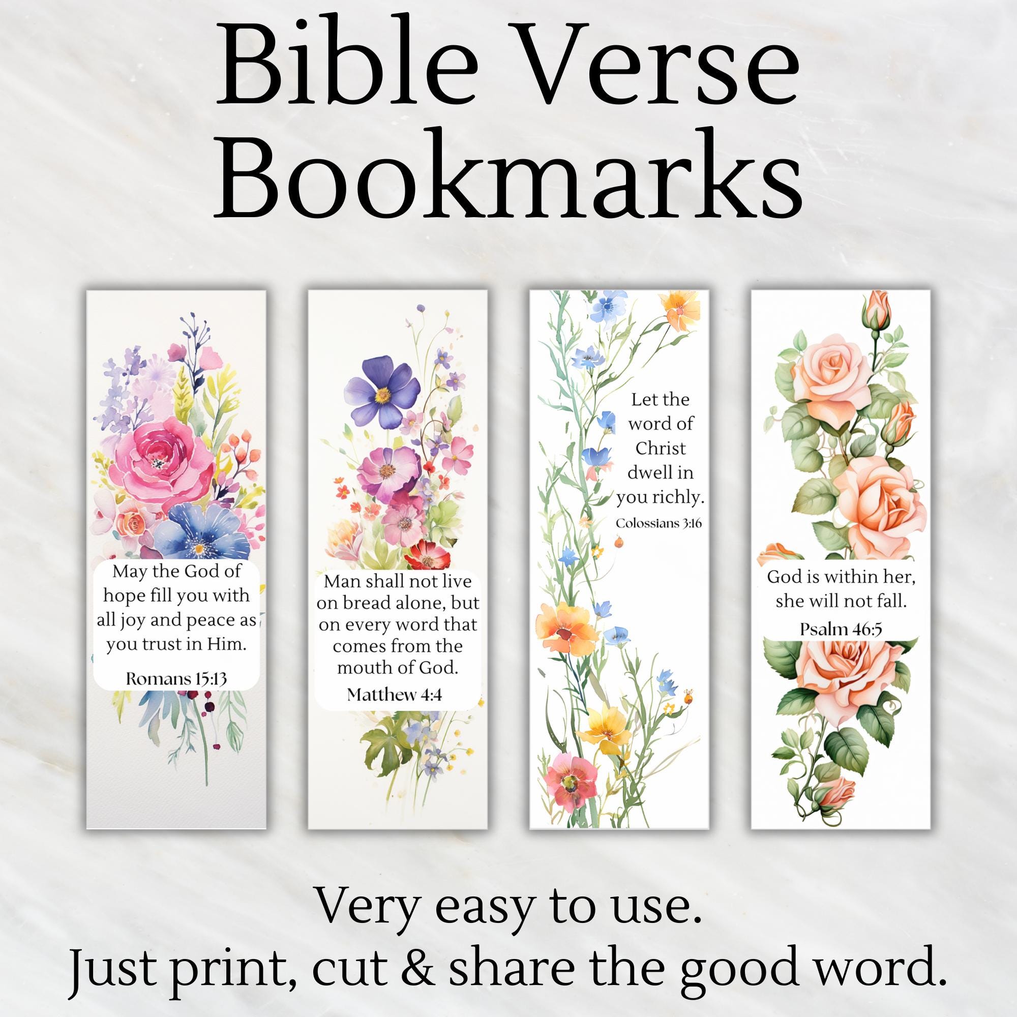 Bible Verse Printable Bookmarks Scripture Prayer Cards Christian ...