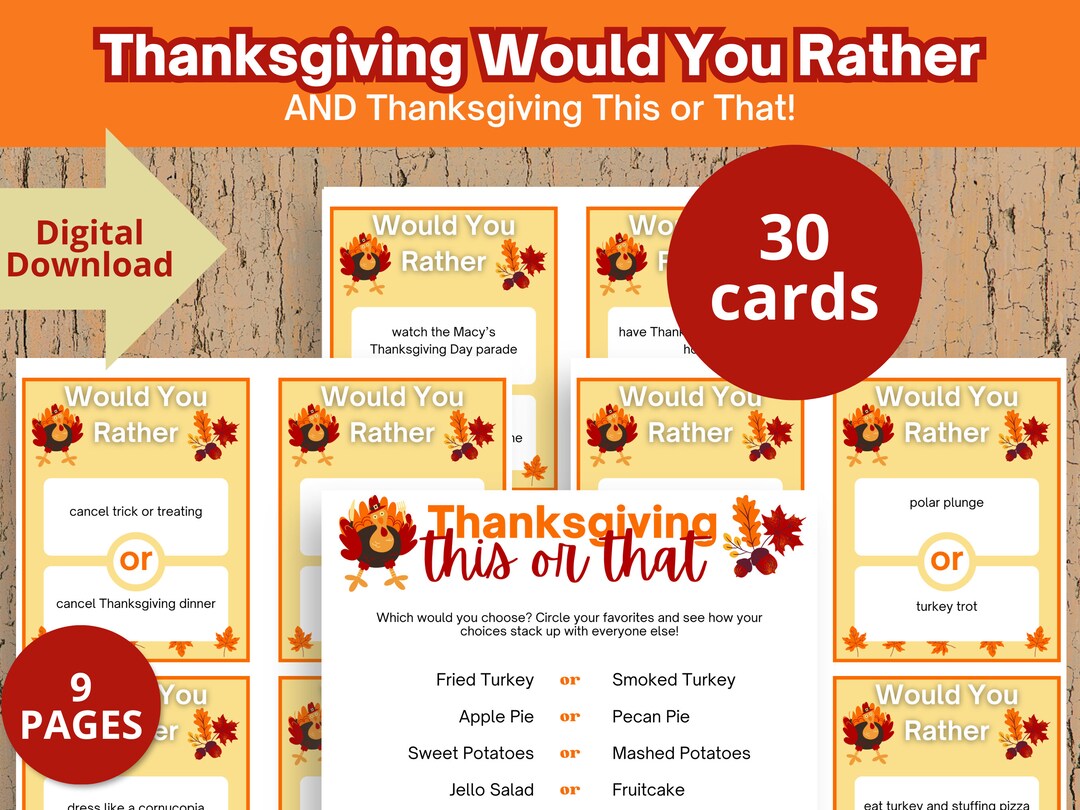 Thanksgiving Would You Rather, Thanksgiving Activity, Thanksgiving ...