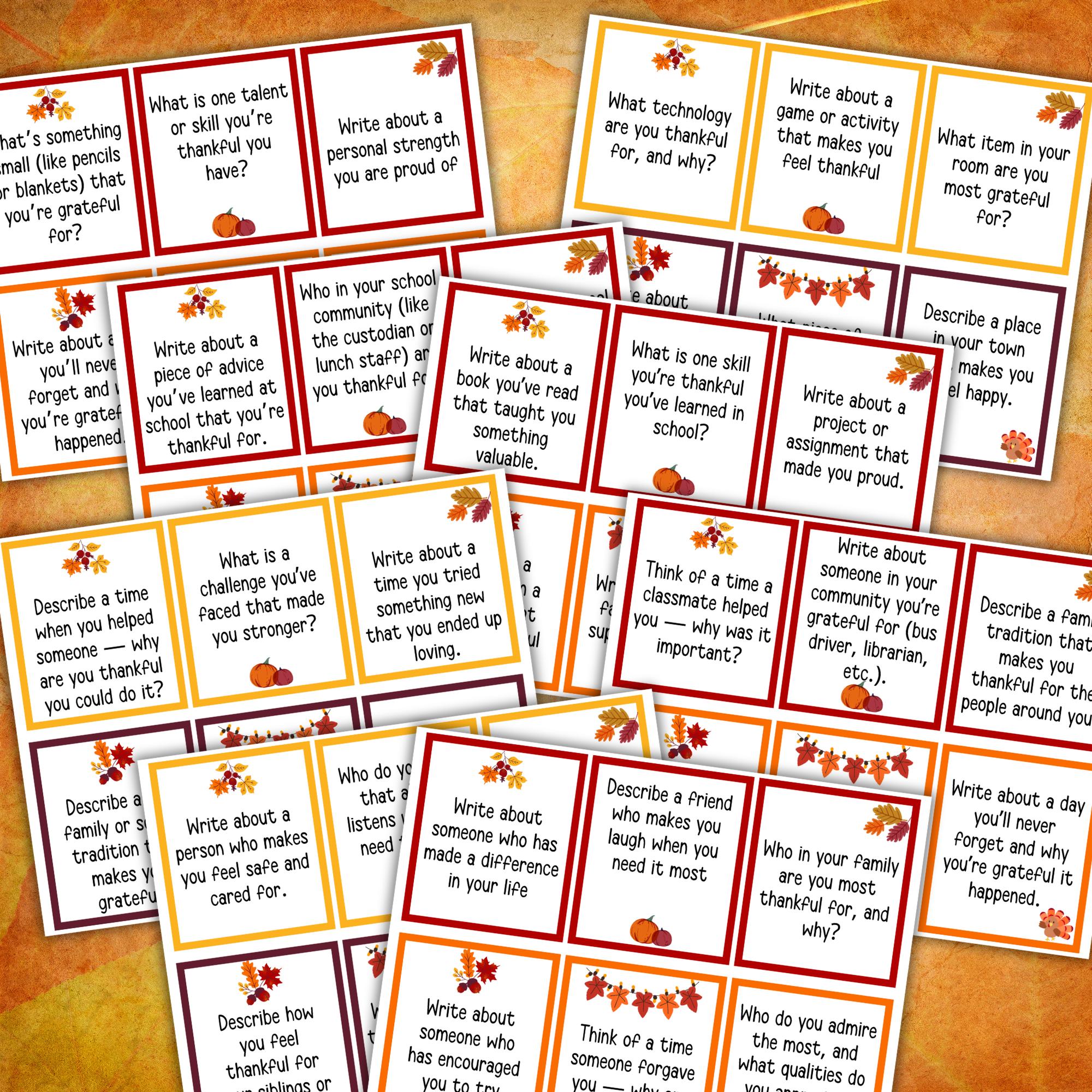 Gratitude Prompts Questions for Kids Autumn Thanksgiving Kid Activity ...