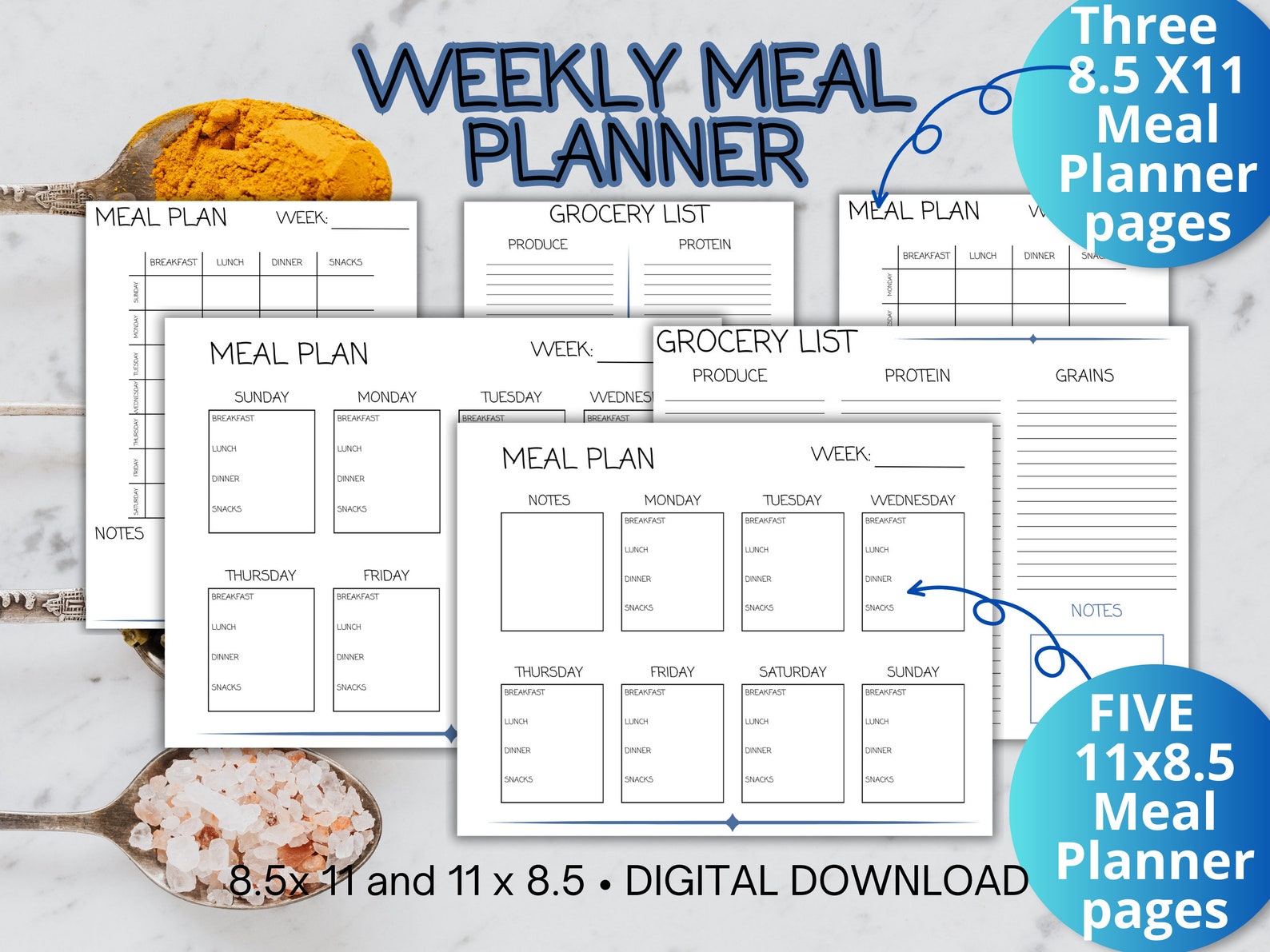 Weekly Meal Planning Printable, 7 Day Meal Prep Planner, Meal Plan ...