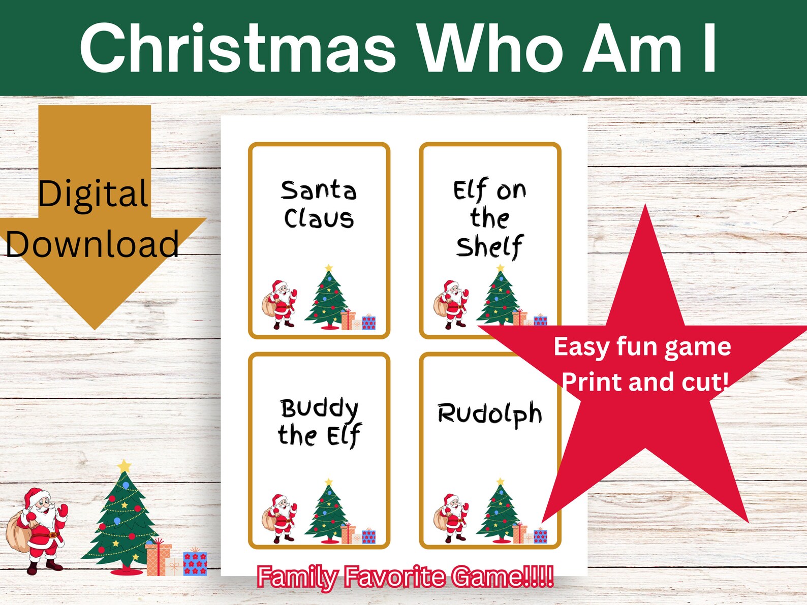 Christmas Who Am I, Christmas Party Game, Family Friendly Christmas ...