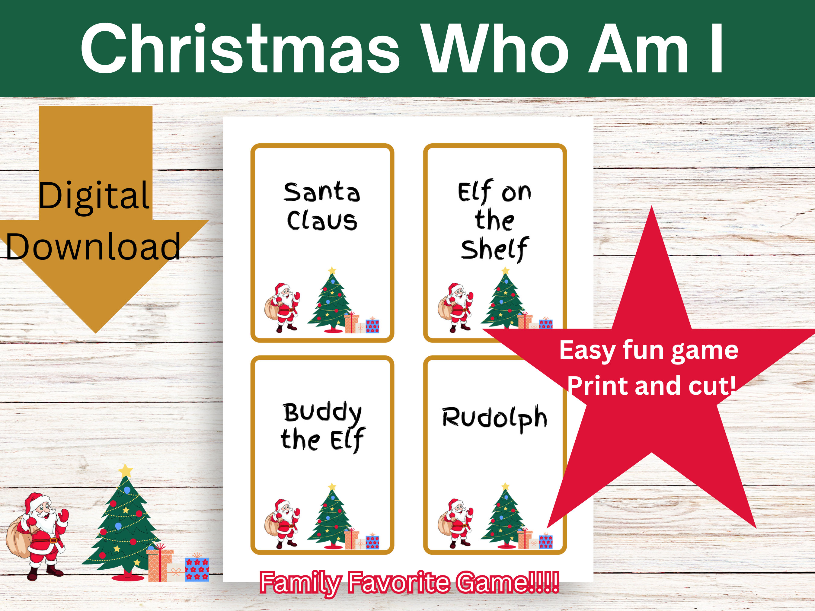 Christmas Who Am I, Christmas Party Game, Family Friendly Christmas ...