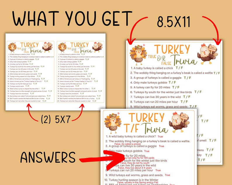 Turkey Trivia, Thanksgiving Trivia Game, Classroom Games, Turkey Quiz ...