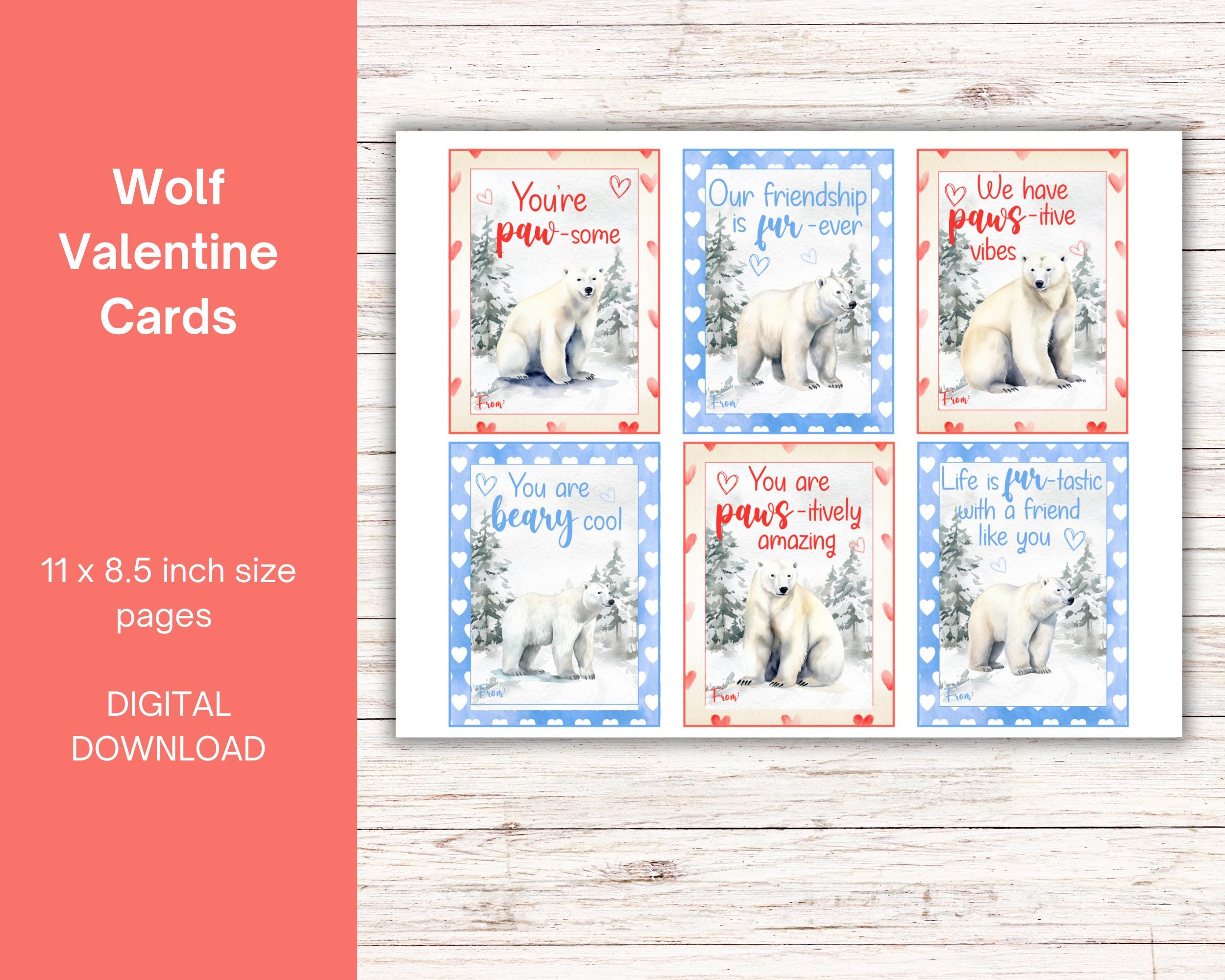 Polar Bear Valentine Cards for Boy and Girl Outdoor Valentine Artic ...