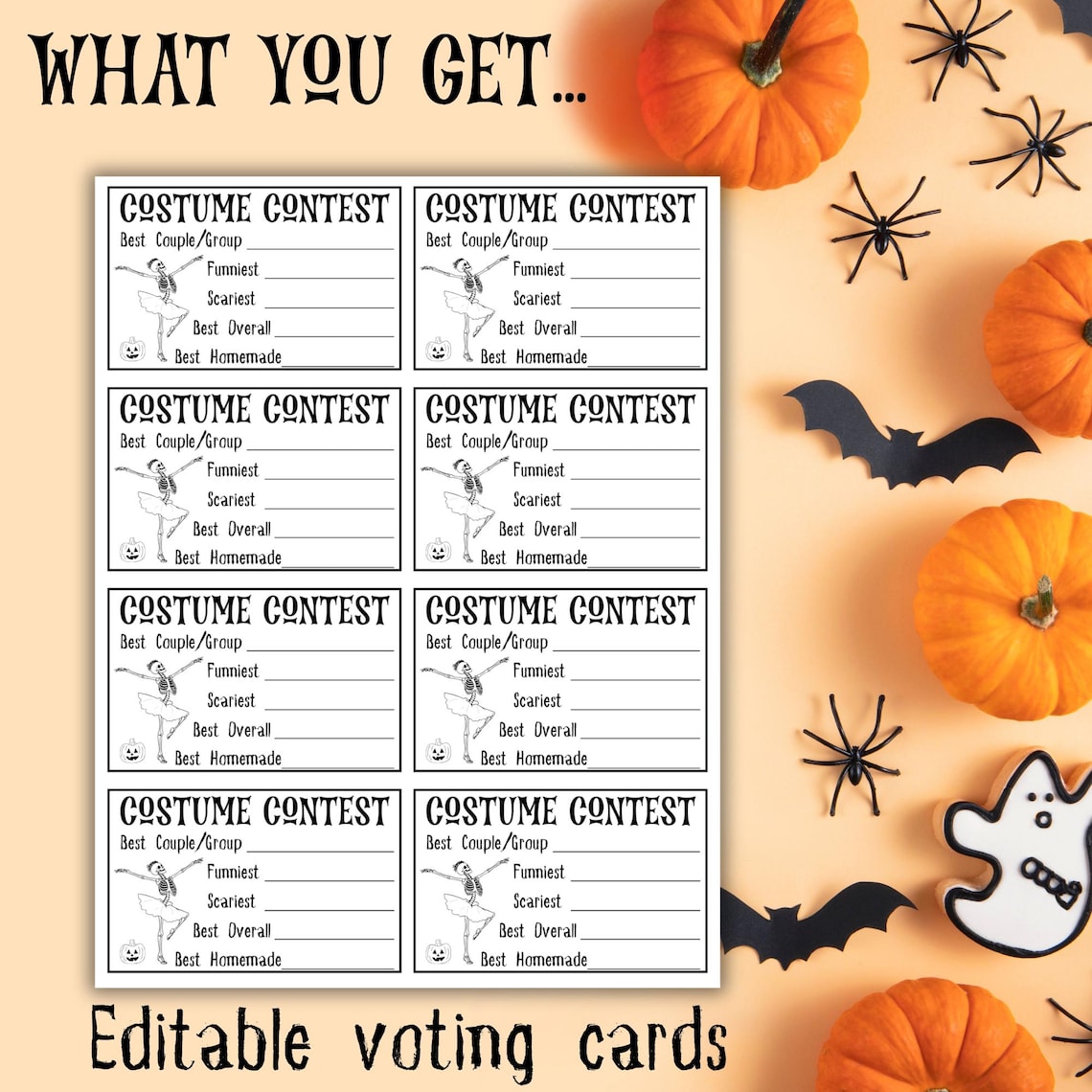Halloween Costume Contest Voting Cards Costume Competition Best Costume ...