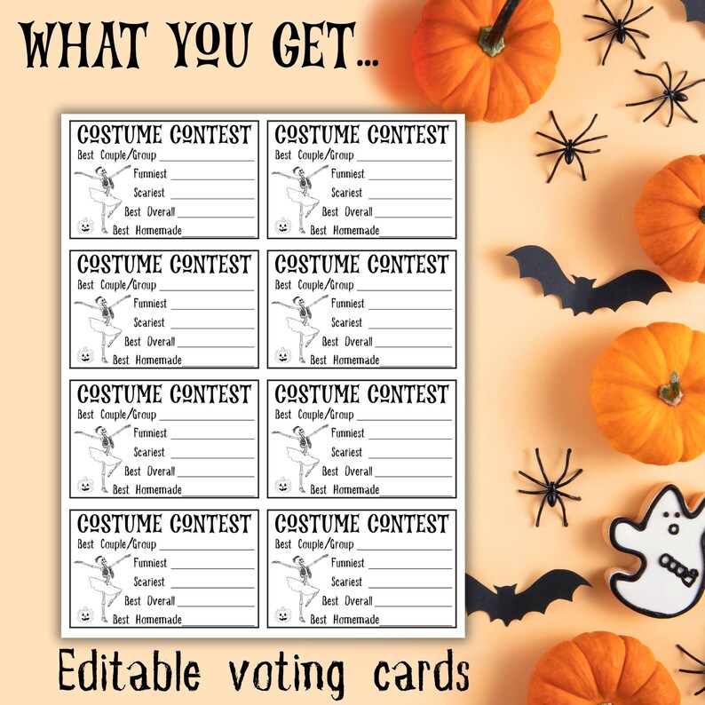 Halloween Costume Contest Voting Cards Costume Competition Best Costume ...
