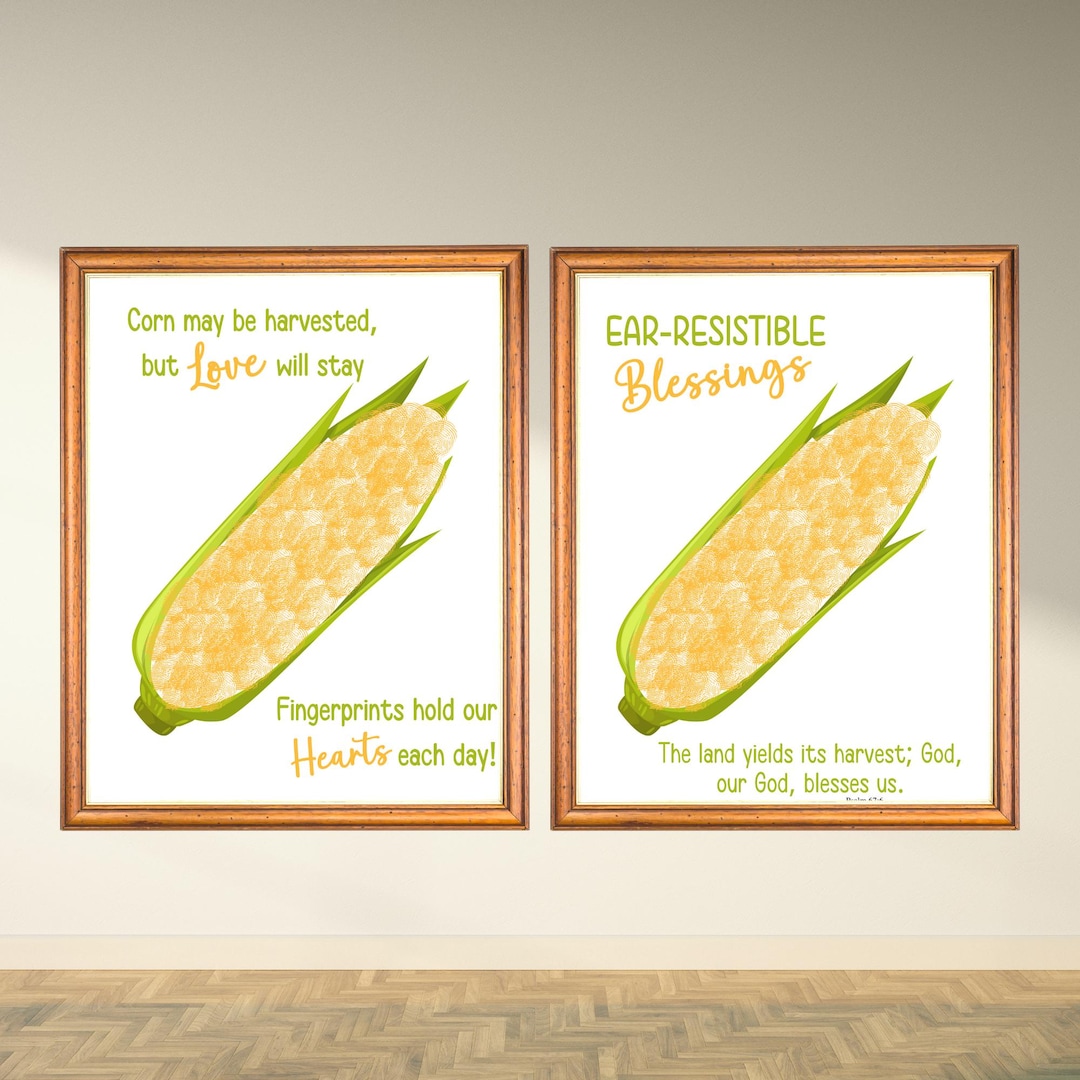 Fall Fingerprint Corn Craft Keepsake Printable Autumn Poem Preschool ...