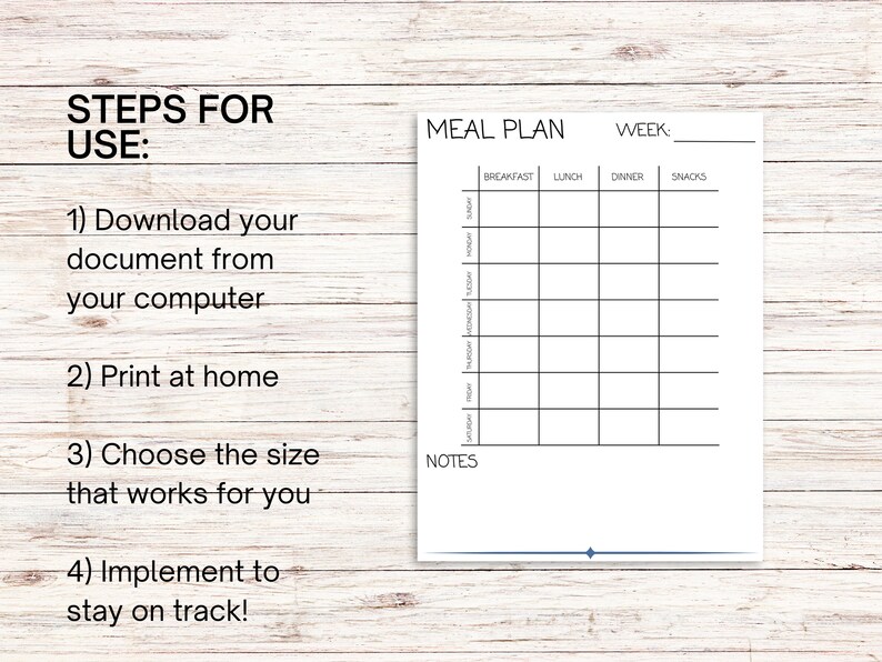 Weekly Meal Planning Printable, 7 Day Meal Prep Planner, Meal Plan ...