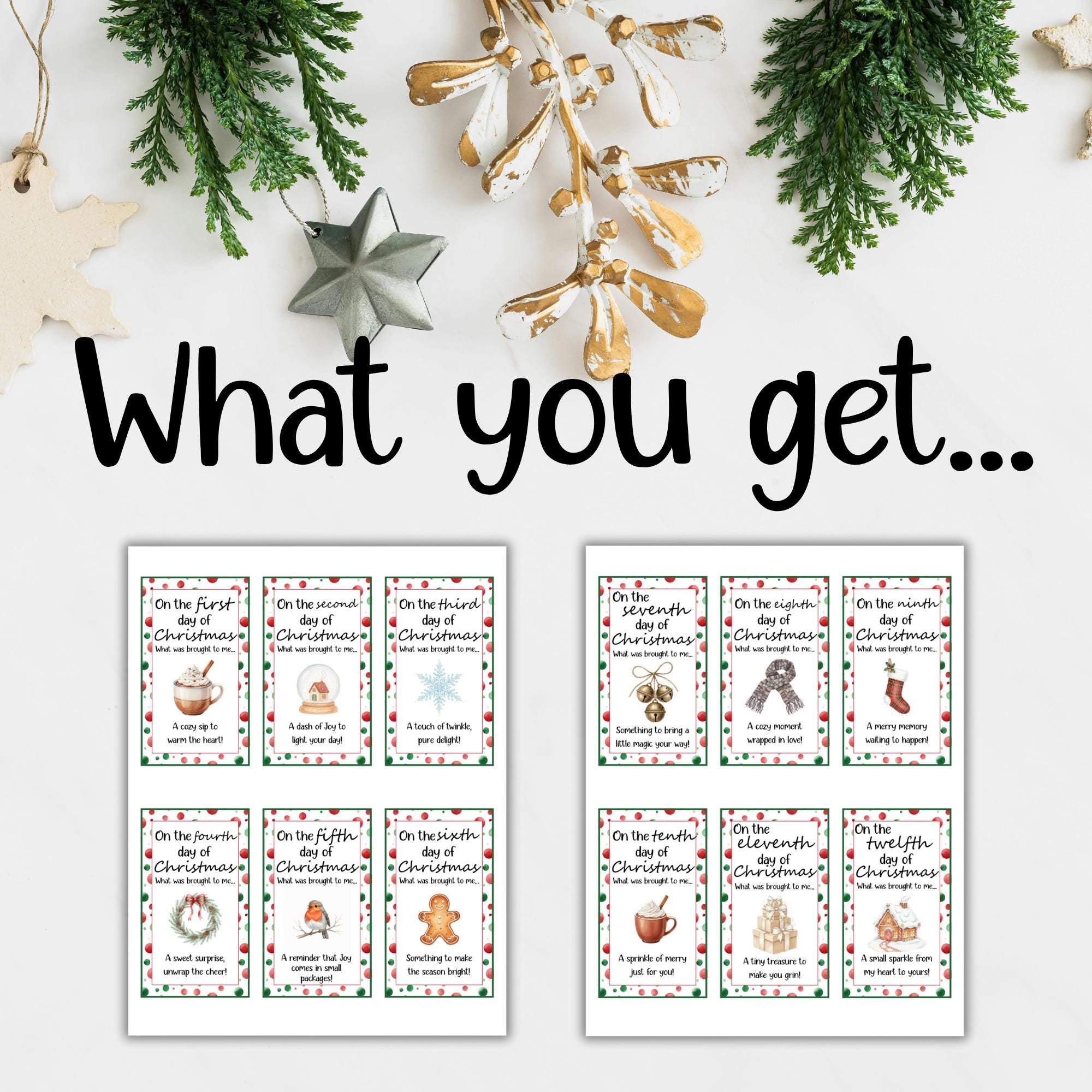 12 Days of Christmas Gift Tags Advent Calendar Christmas Countdown ...