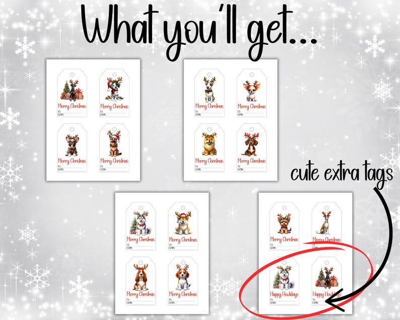 Dog Christmas Tags, Dog Gift Tags, Christmas Dog Santa Paws, Santa Paws ...