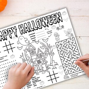 Halloween Placemat, Halloween Coloring Activity Placemat, Halloween ...