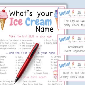 Ice Cream Name Game Birthday Party Whats Your Name Social Kid Summer ...