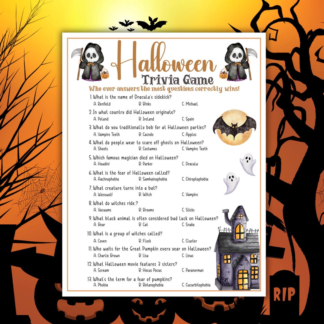 Halloween Trivia Classroom Game or Office Party Game Halloween Family ...