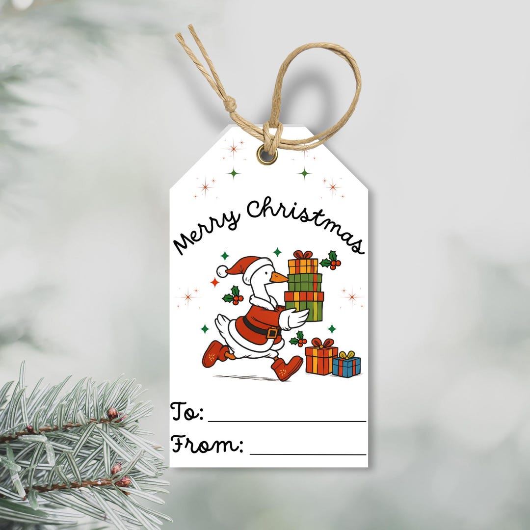 Silly Goose Christmas Gift Tag Cute Holiday Goose Gift Tag Kids Gift ...