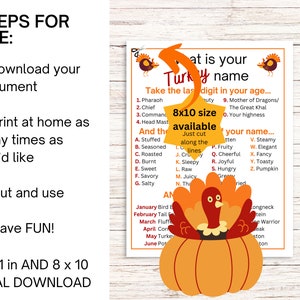 What's Your Turkey Name, Turkey Name Tags, Thanksgiving Game ...
