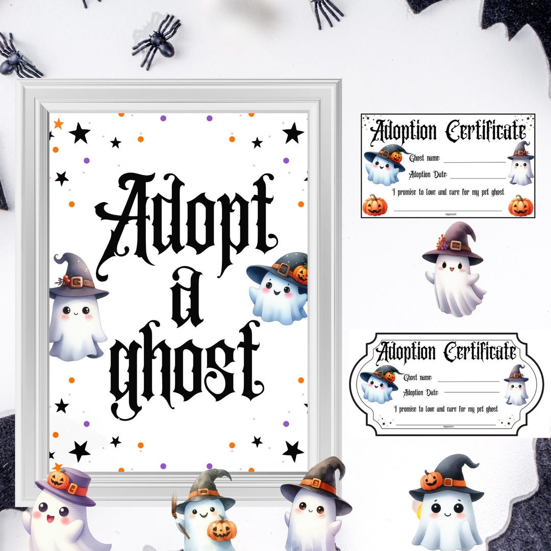 Adopt A Ghost Party Favor Ghost Adoption Certificate Halloween Pet ...