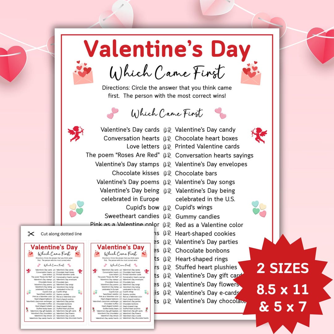 Fun Facts Valentine's Day Trivia Game Quiz Which Came First Valentine's ...