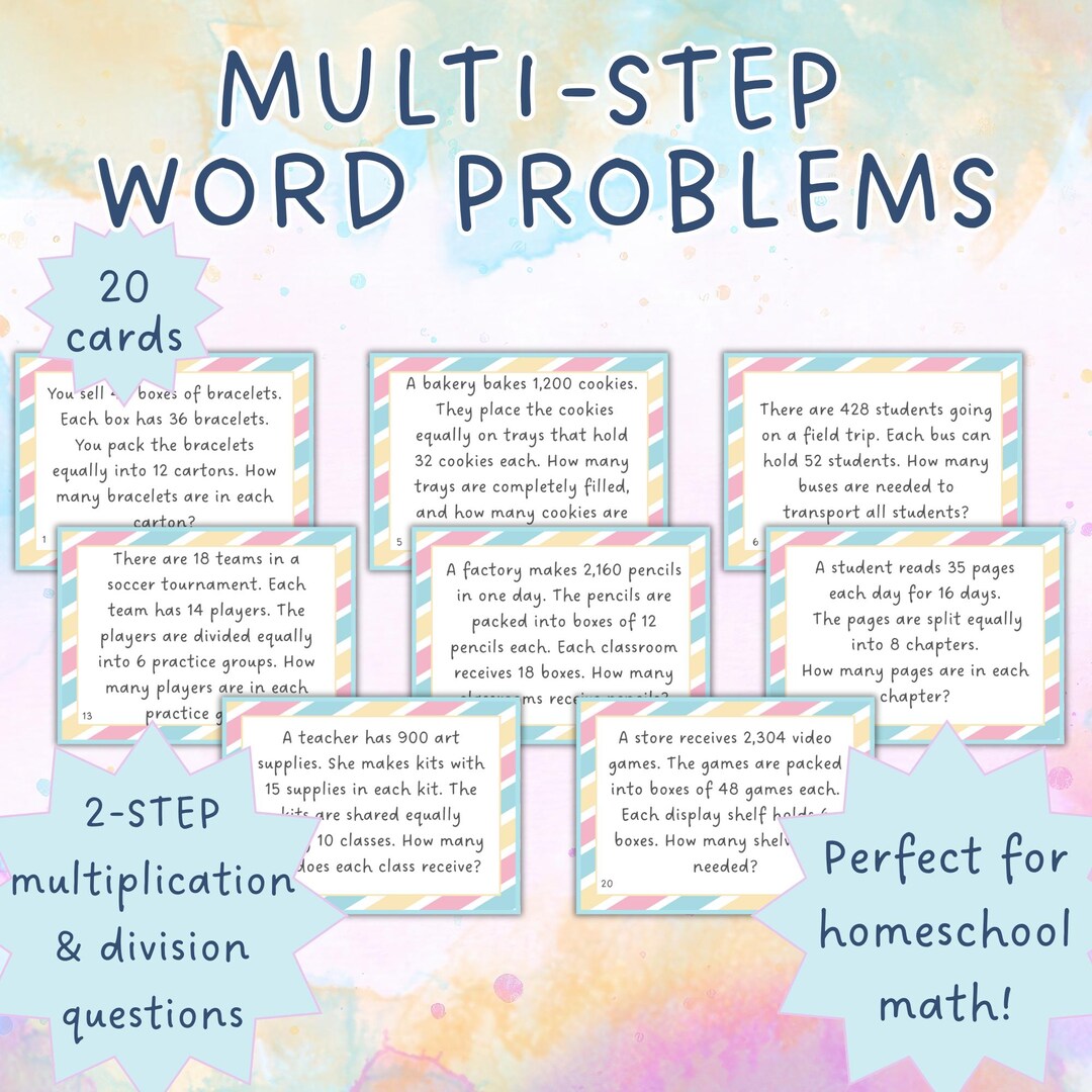Multi Step Homeschool Math Printable Resource Basic Multiplication ...