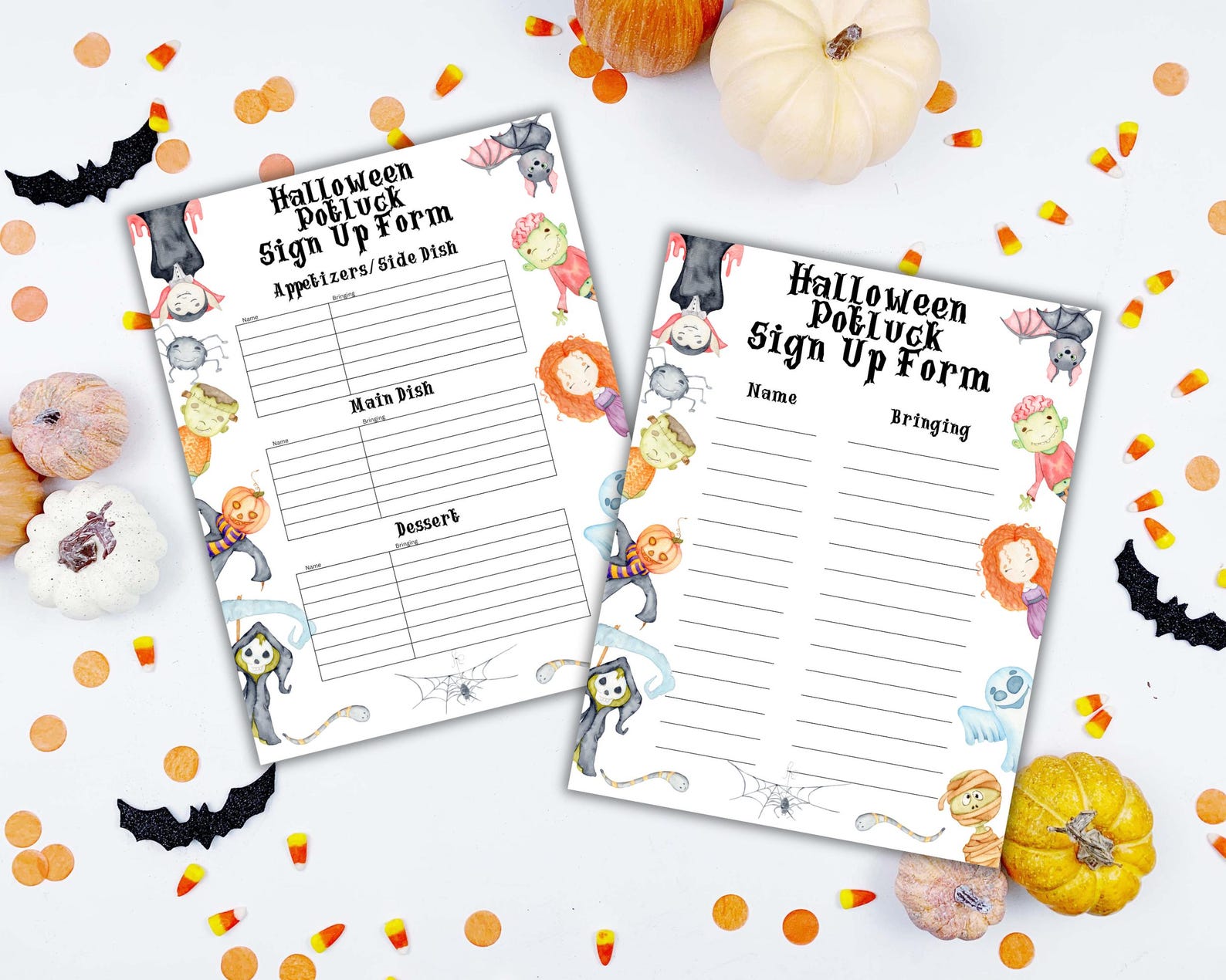 Halloween Potluck Sign up Sheet, Halloween Party Potluck Form ...