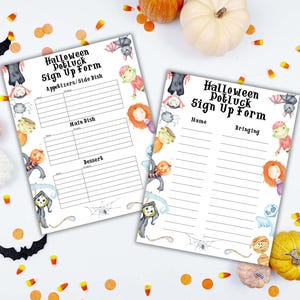 Halloween Potluck Sign up Sheet, Halloween Party Potluck Form ...