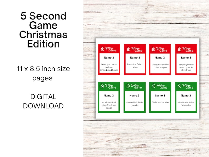 Christmas 5 Second Game, Christmas Party Game, Family Party Game ...