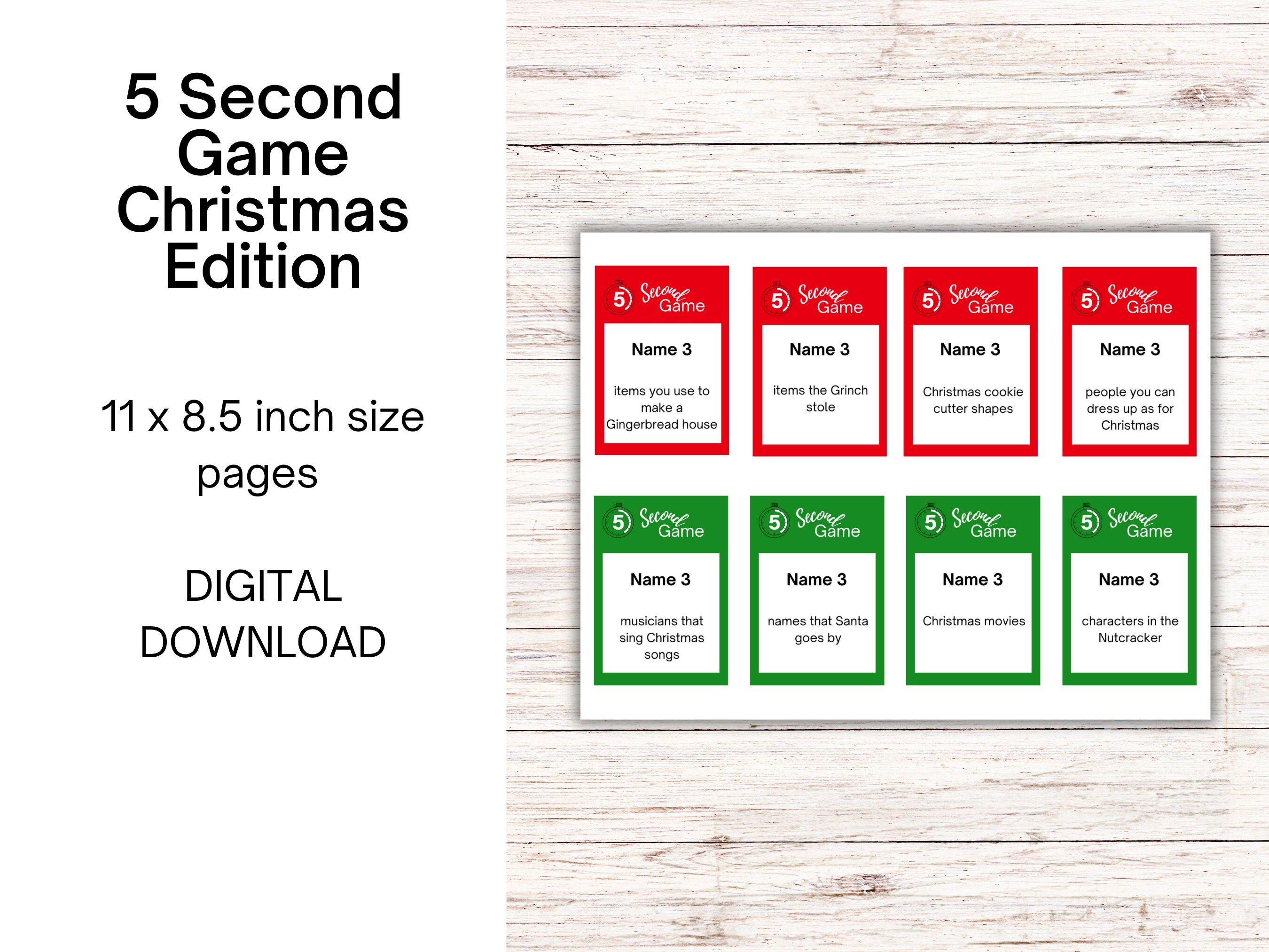 Christmas 5 Second Game, Christmas Party Game, Family Party Game ...