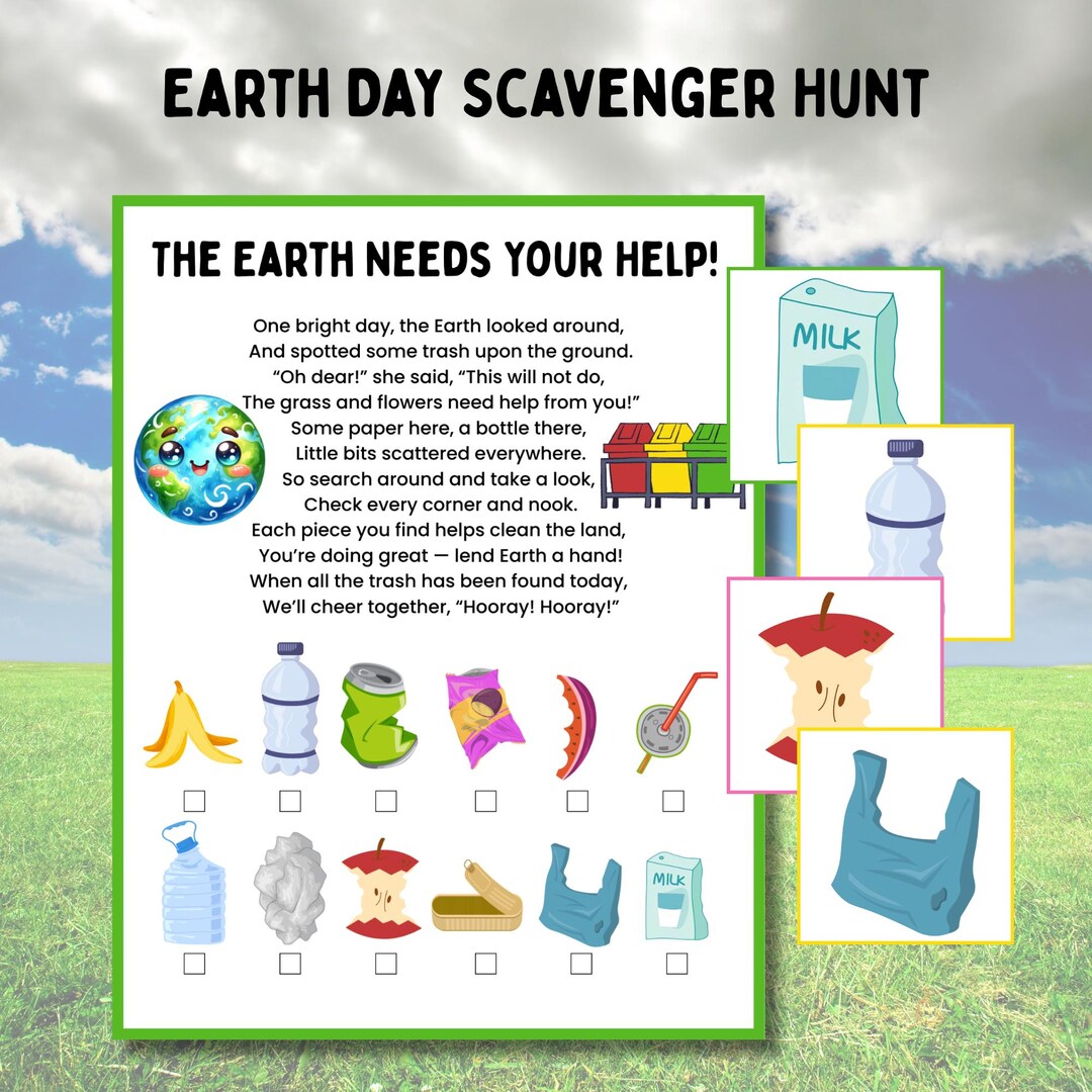 Earth Day Scavenger Hunt Game, Earth Day Classroom Activity Homeschool ...