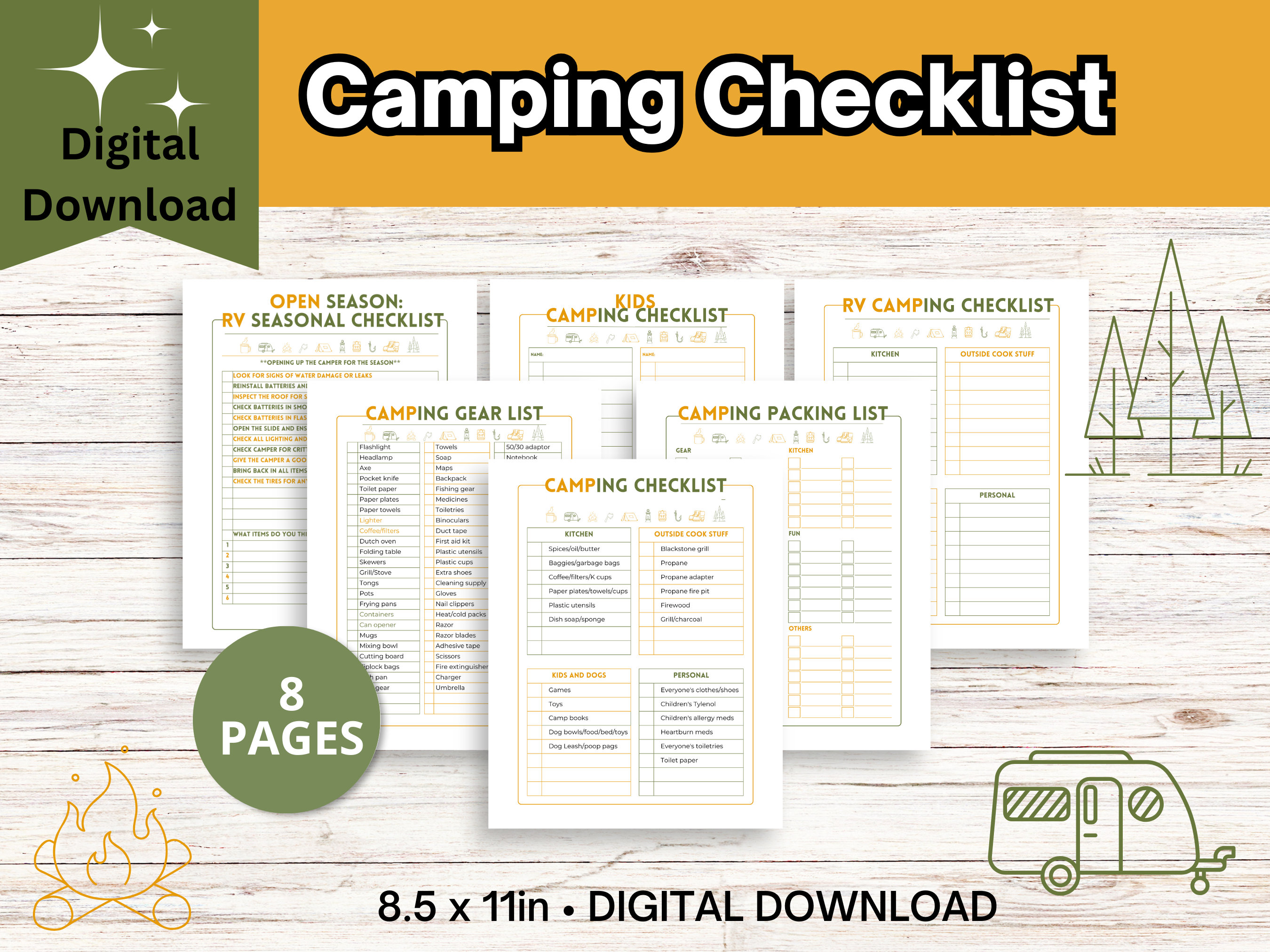 Camping Checklist, Camping Planner, Camping Packing Checklist, Rv ...