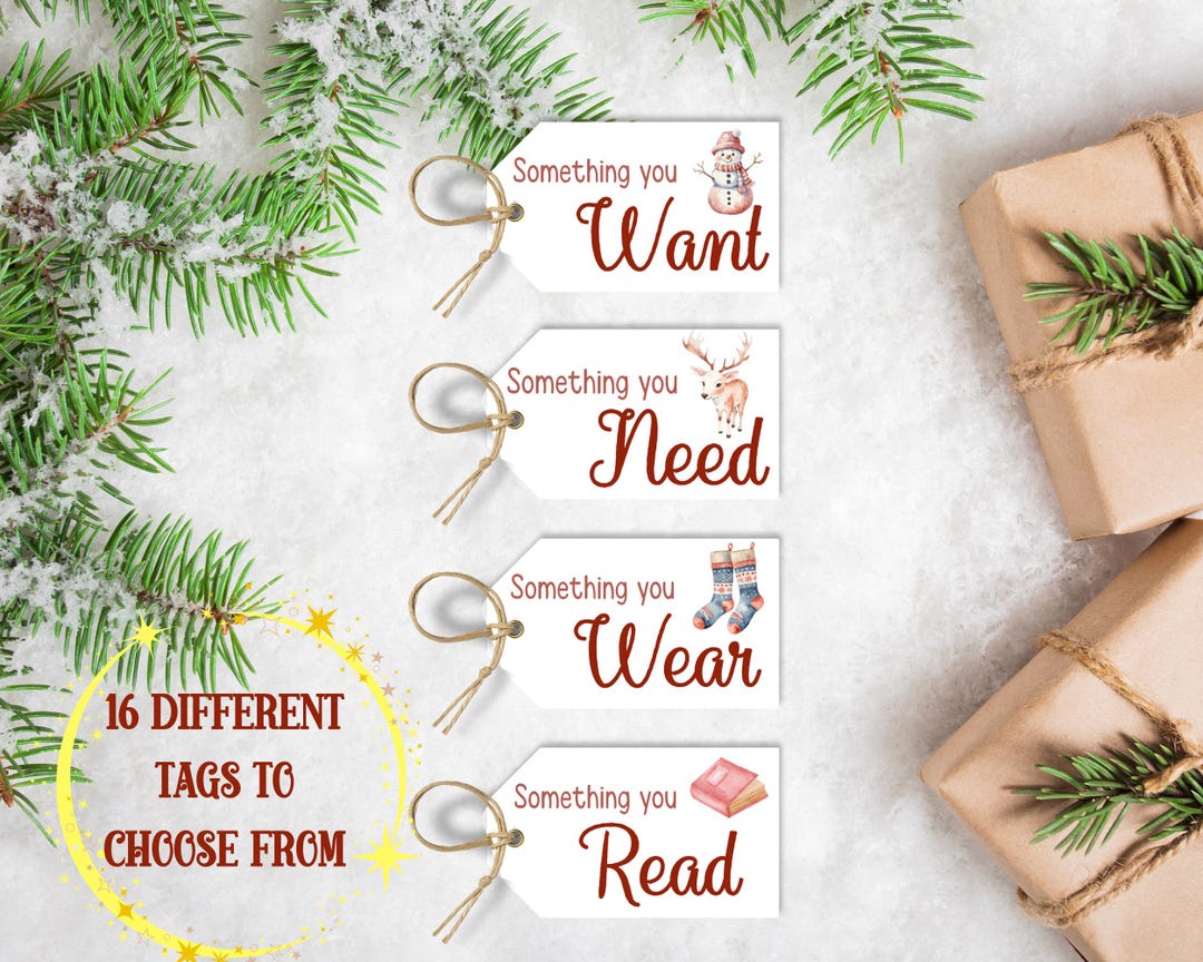 Something You Want Need Wear Read Tags, Christmas Gift Tags, Printable ...