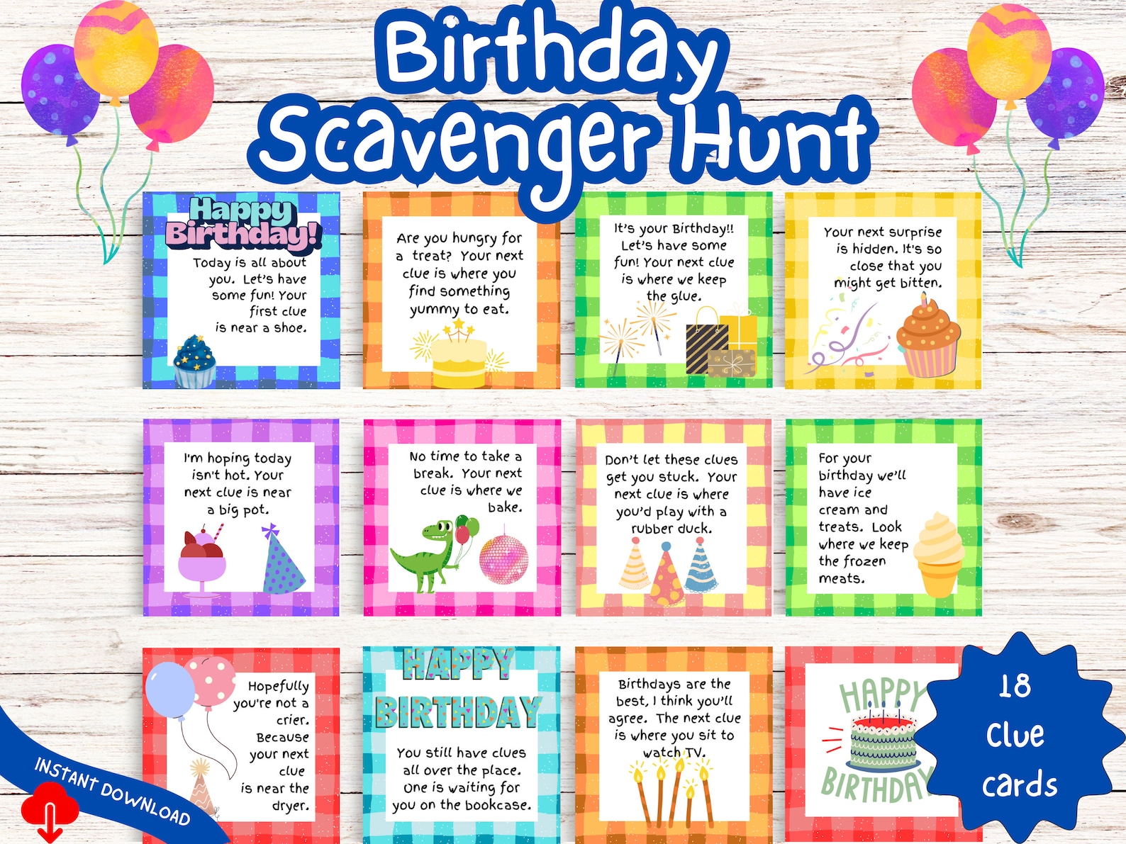 Birthday Scavenger Hunt for Kids Birthday Treasure Hunt Birthday Party ...