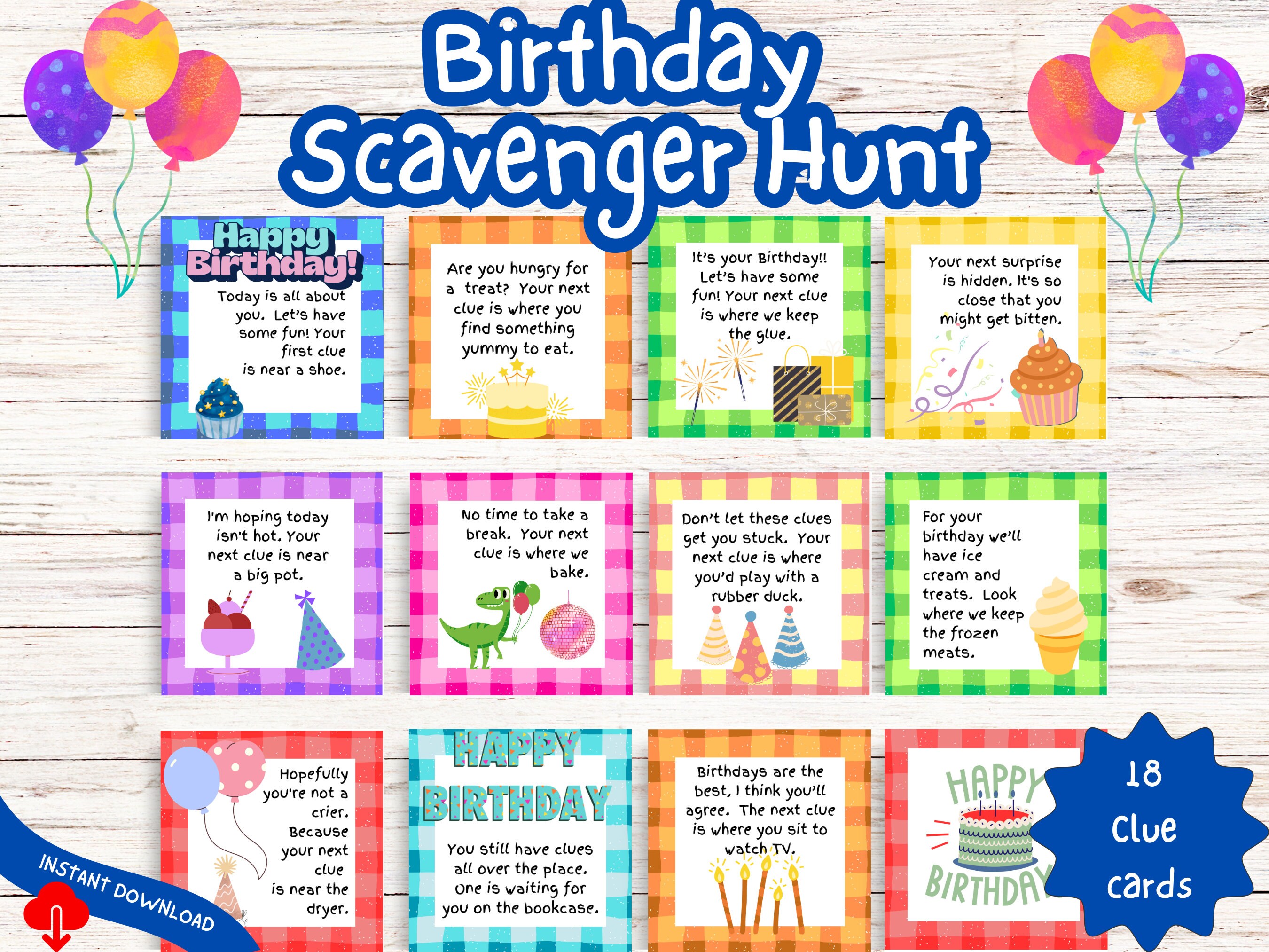 Birthday Scavenger Hunt for Kids Birthday Treasure Hunt Birthday Party ...