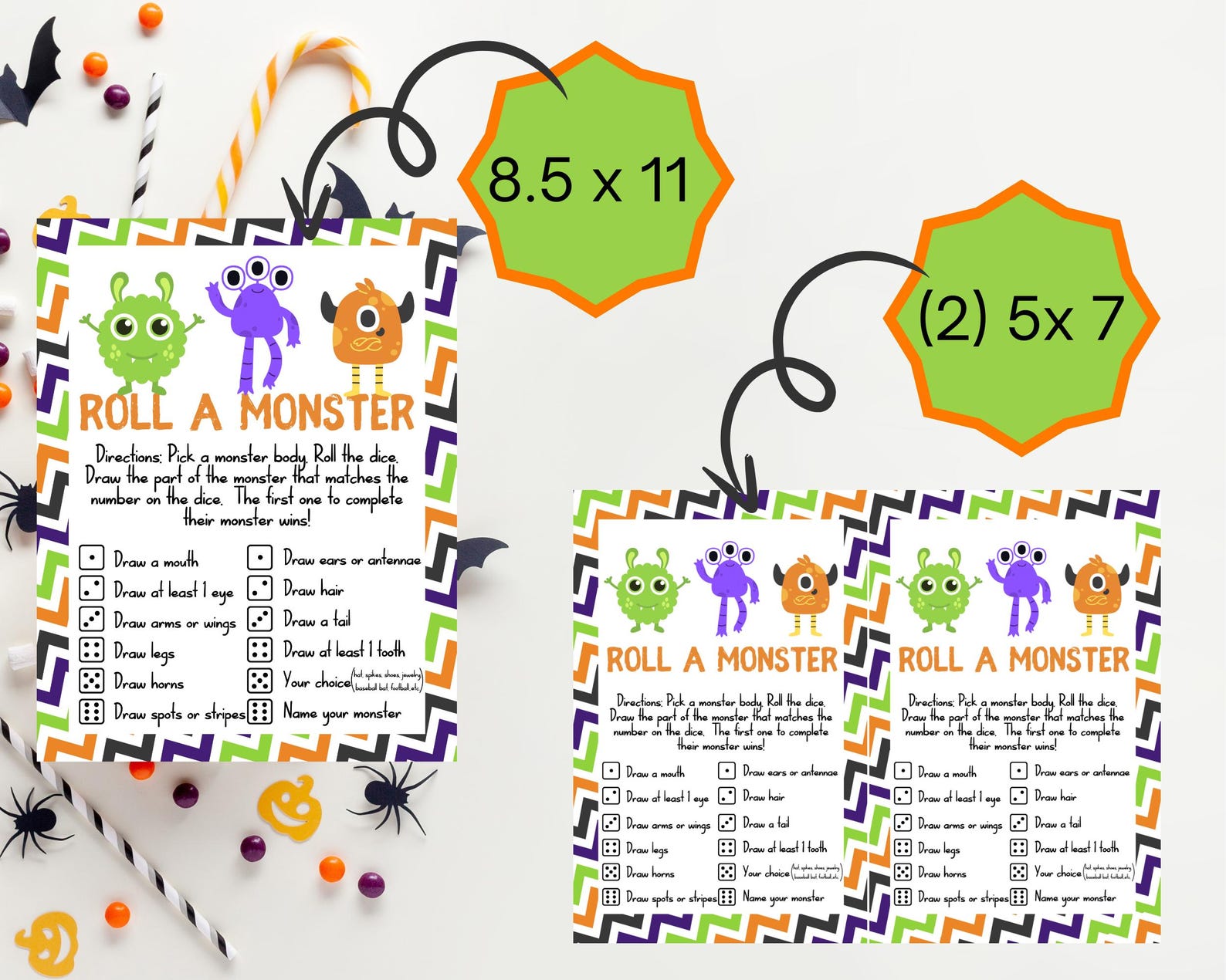 Roll A Monster Dice Game, Printable Kids Halloween Game, Halloween ...