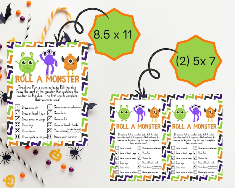 Roll A Monster Dice Game, Printable Kids Halloween Game, Halloween ...