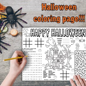 Halloween Placemat, Halloween Coloring Activity Placemat, Halloween ...