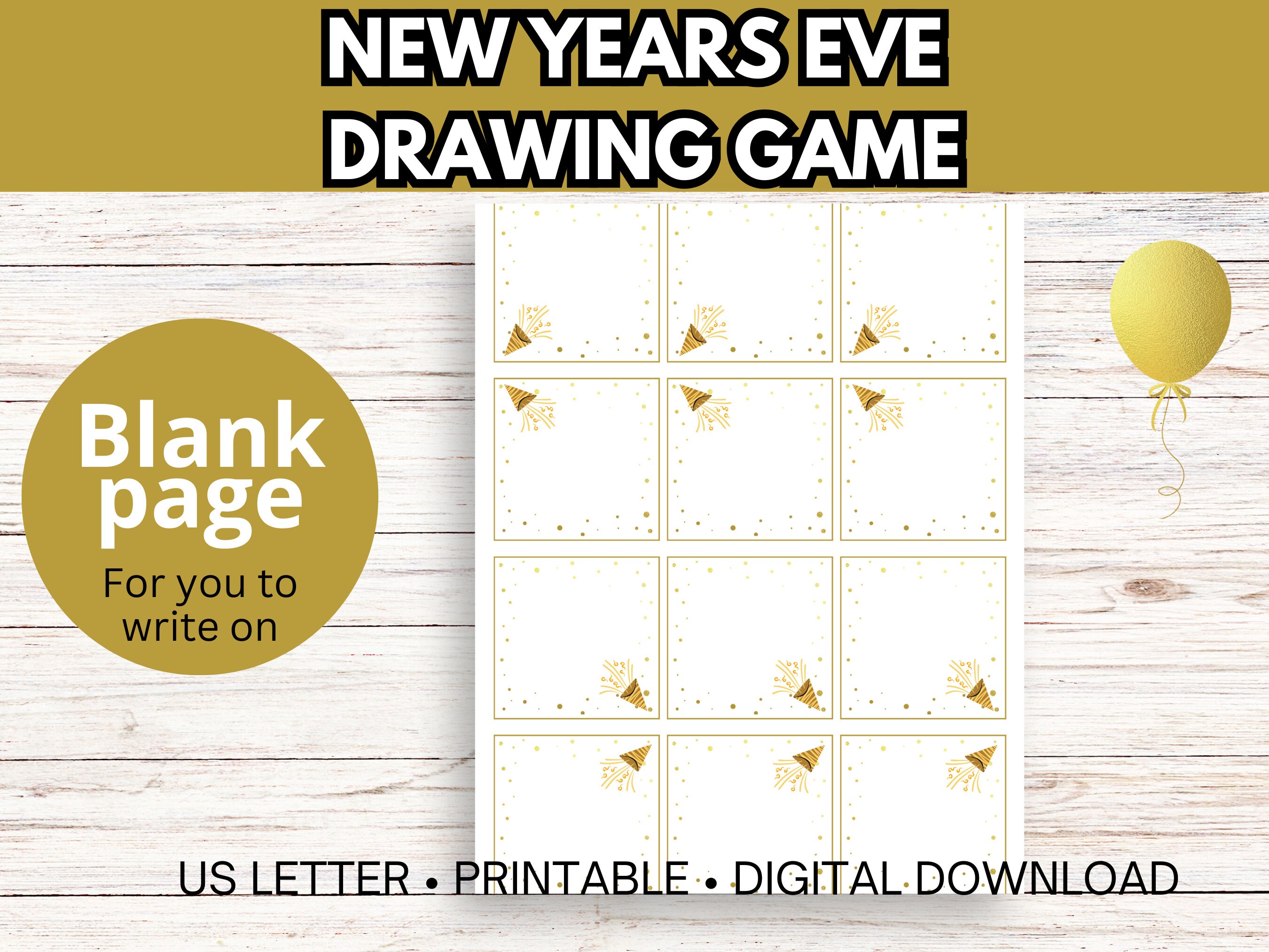 New Year's Eve Drawing Game, NYE Drawing Game, Kids New Years Eve ...