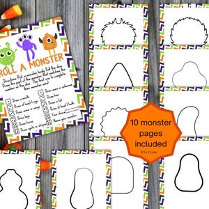 Roll A Monster Dice Game, Printable Kids Halloween Game, Halloween ...