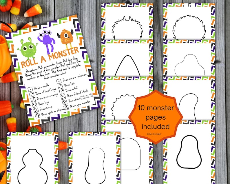 Roll A Monster Dice Game, Printable Kids Halloween Game, Halloween ...