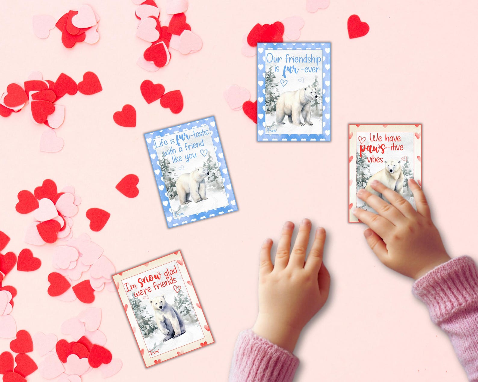 Polar Bear Valentine Cards for Boy and Girl Outdoor Valentine Artic ...