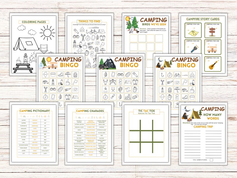 Camping Bundle, Camp Games, Camping Themed Party Games, Campfire Games ...