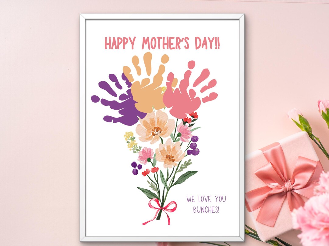 Handprint Mother's Day Handprint Bouquet Craft Gift From Kids Flower ...