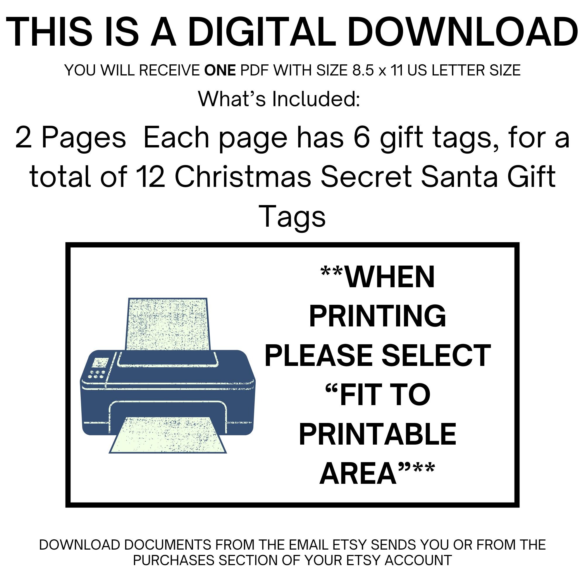 Work Secret Santa Gift Tags White Elephant Tags Coworking Friends ...