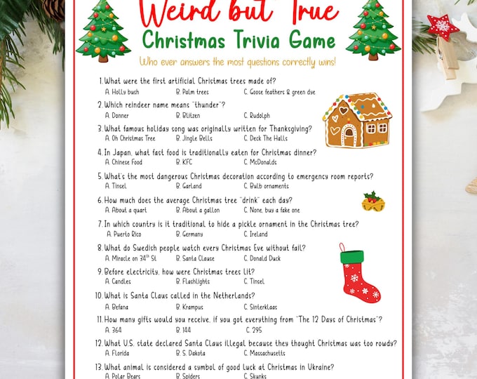 Christmas Trivia Game Fun Facts Friendsmas Game Kids Winter Class Party ...
