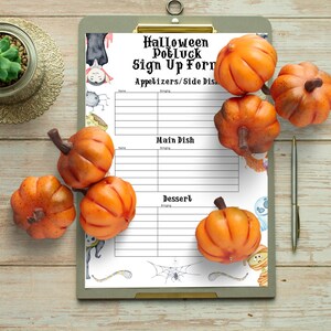 Halloween Potluck Sign up Sheet, Halloween Party Potluck Form ...