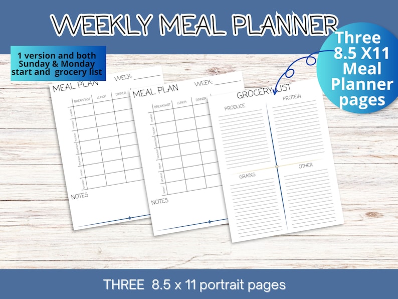 Weekly Meal Planning Printable, 7 Day Meal Prep Planner, Meal Plan ...