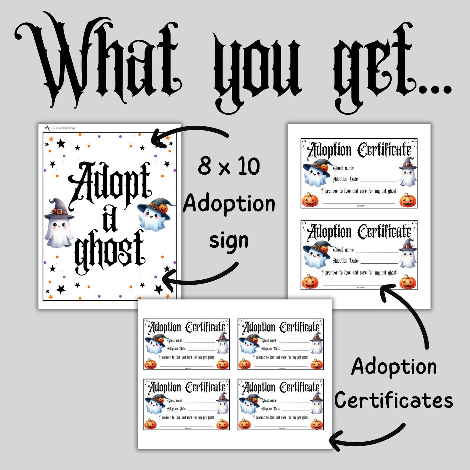 Adopt A Ghost Party Favor Ghost Adoption Certificate Halloween Pet ...
