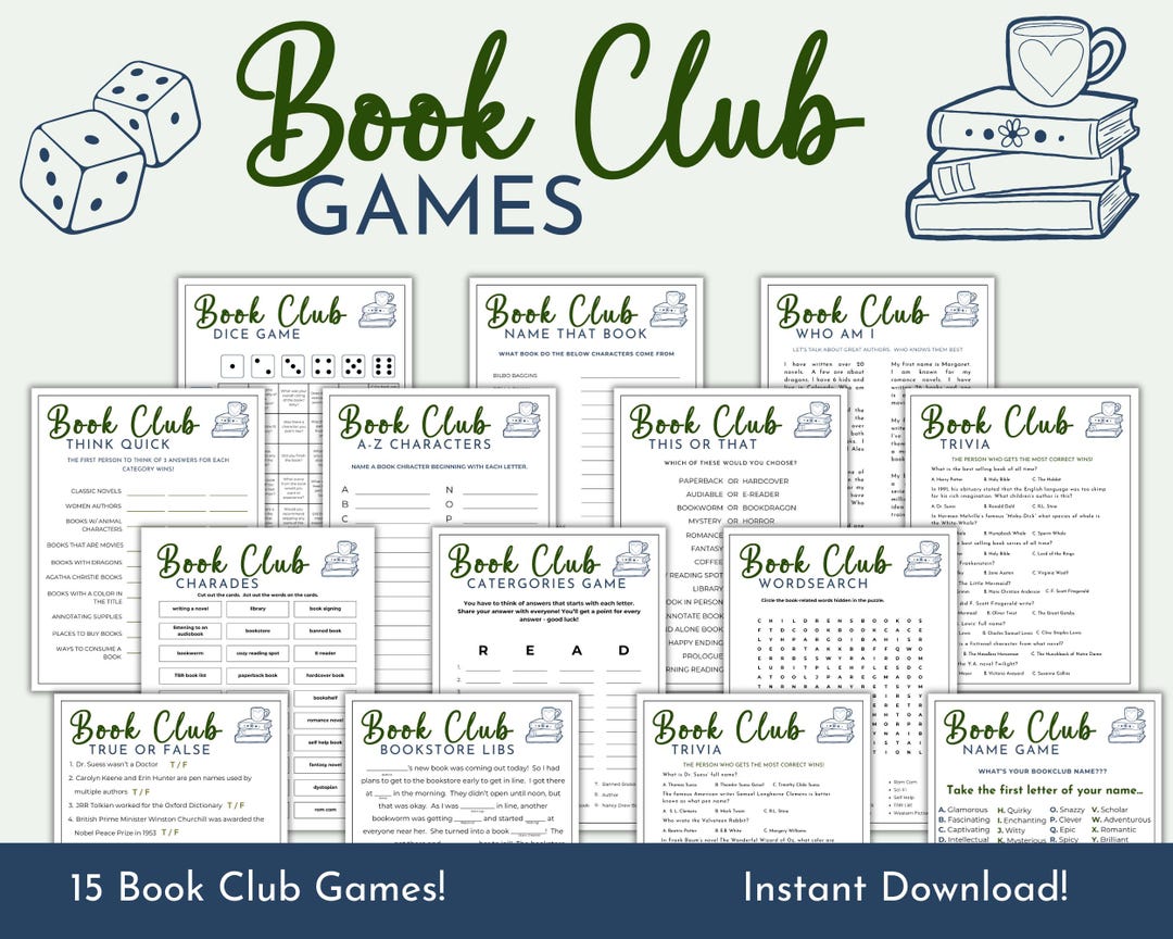 Book Club Games for Icebreaker Book Club Discussion Host Book Club Kit ...