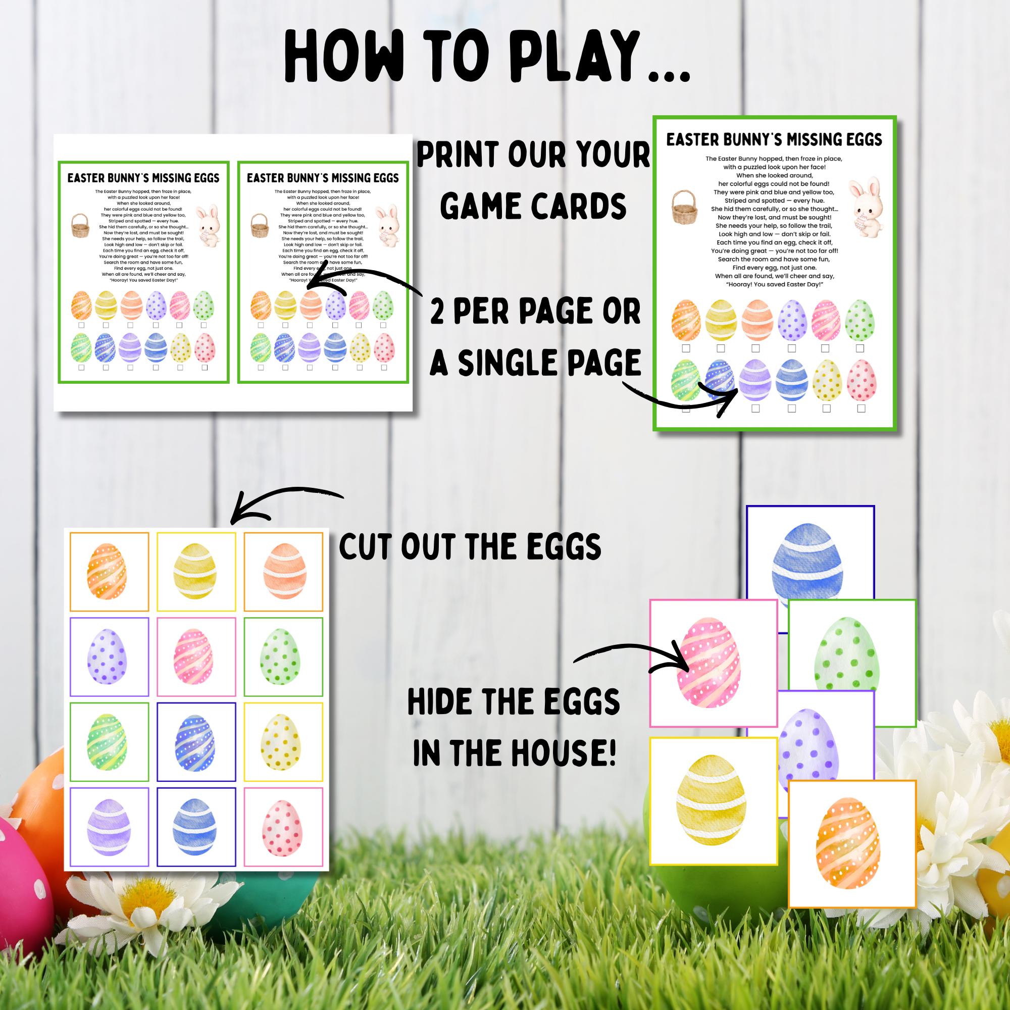 Easter Bunny Egg Hunt Game Ester Bunny Egg Scavenger Treasure Hunt Kids ...