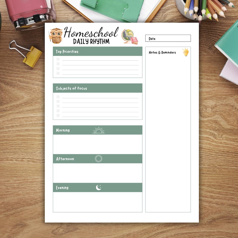 Homeschool Daily Rhythm Chart Unschooling Student to Do List Homeschool ...